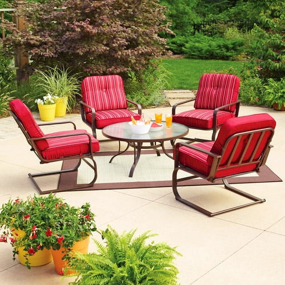 Mainstays Lawson Ridge 5-Piece Patio Conversation Set, Red, Seats 4 ...