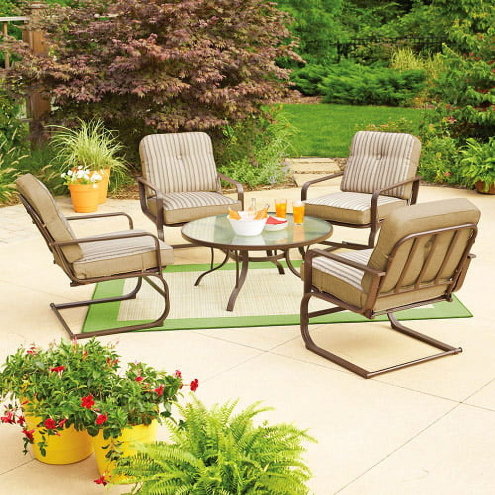 Mainstays Lawson Ridge 5-Piece Patio Conversation Set, Tan, Seats 4 ...