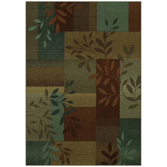 Mainstays Leaf Block Traditional Tuscany Print Area Rug, 5x7 - Walmart.com