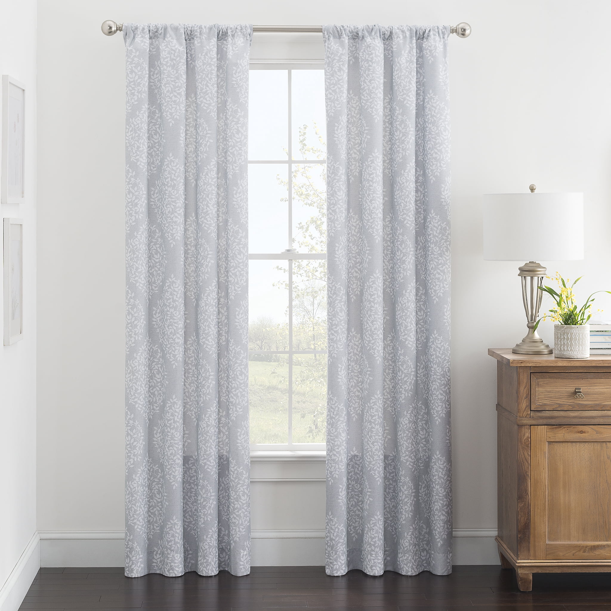 Mainstays Leaf Medallion Window Curtains, Set of 2 - Walmart Business ...