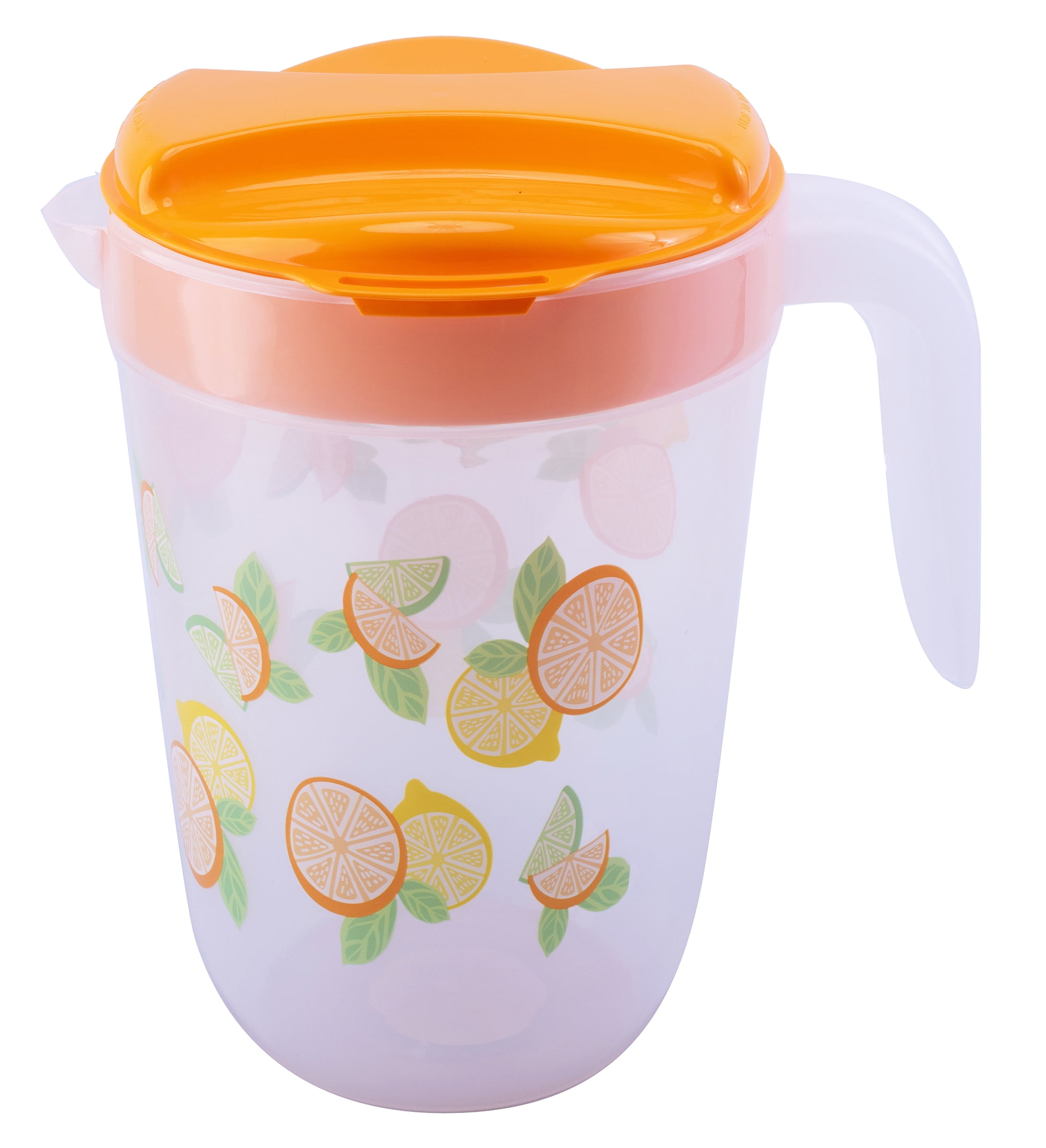 Mainstays - Lemons & Oranges Plastic 1 Gallon Pitcher with Orange Color ...