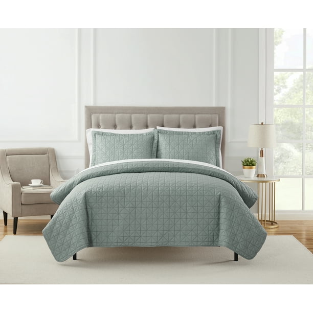 Mainstays 7 Piece Sage Green Quilt Set with Sheets, Queen - Walmart ...