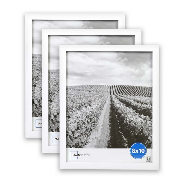 Mainstays 8x10 Linear Gallery Wall Picture Frame, White, Set of 3 ...