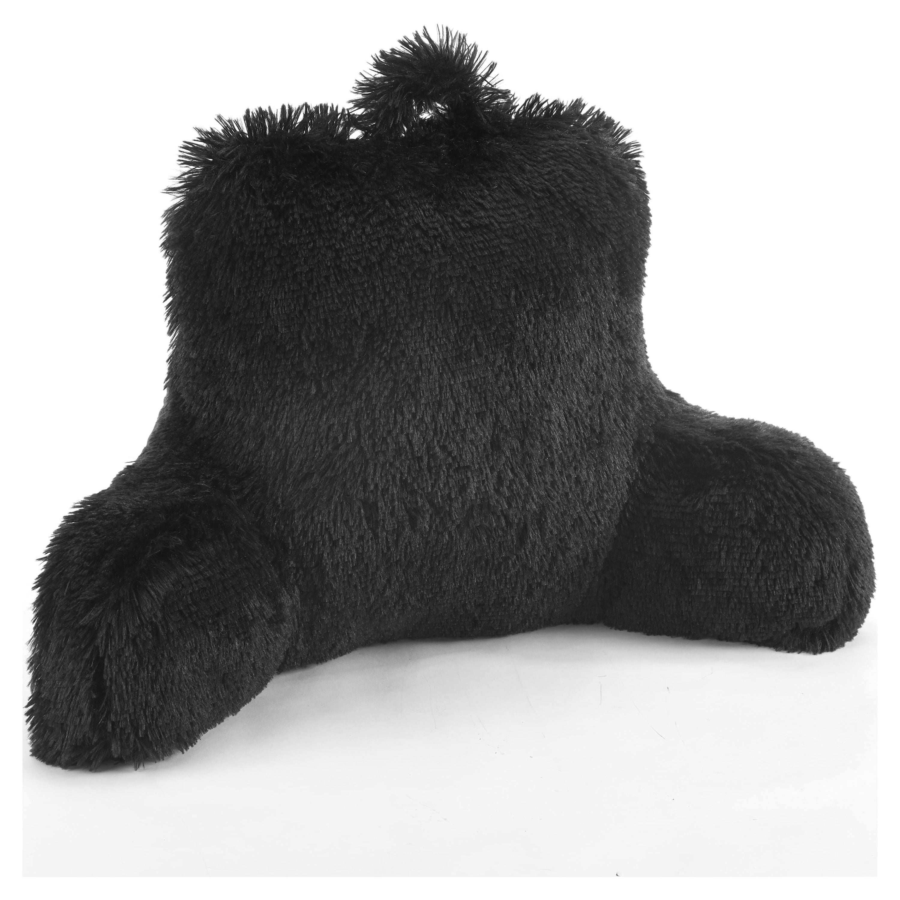 Mainstays Long Faux Fur Backrest Pillow, Black - Walmart.com