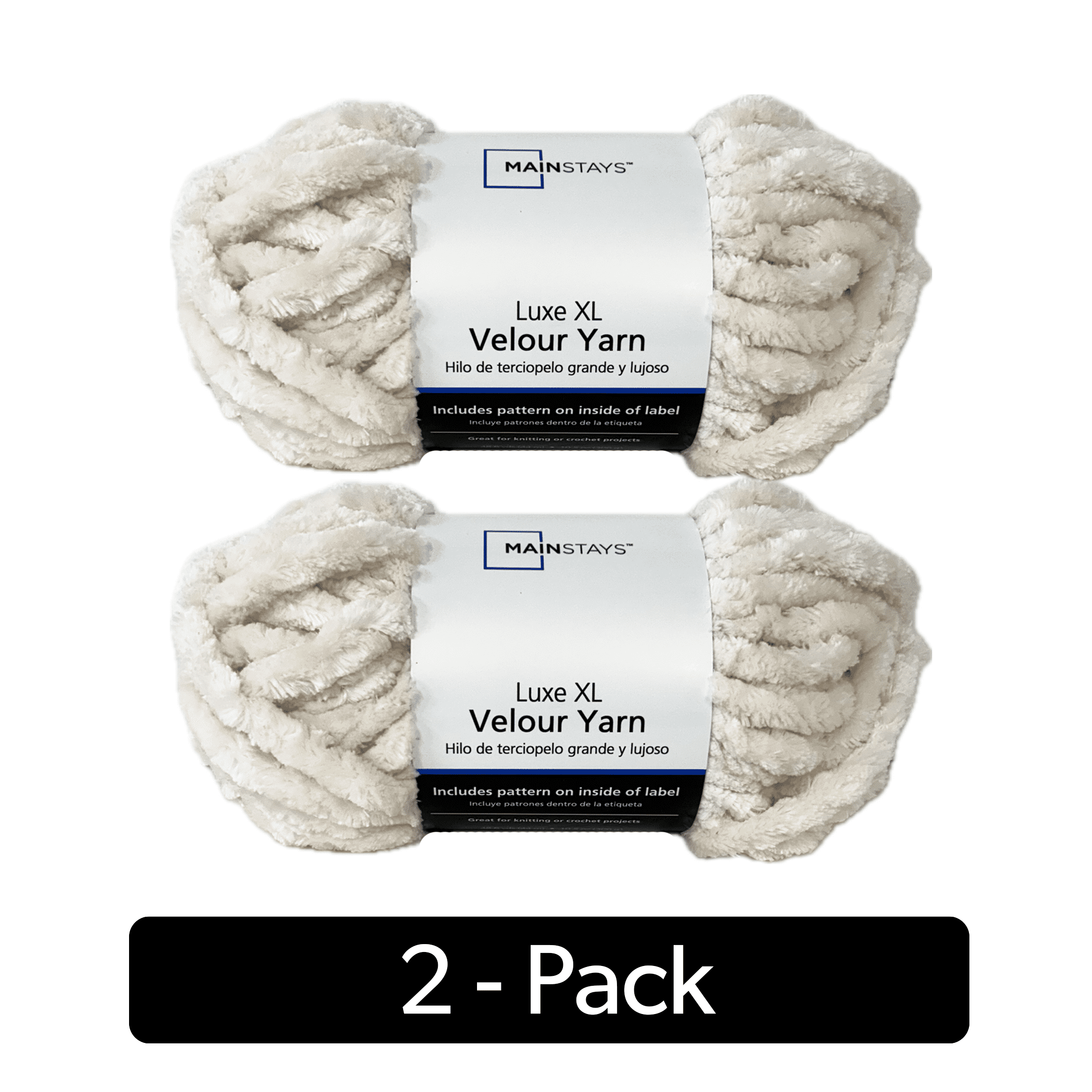 Mainstays Luxe XL Velour Yarn, 48.6 yd, Ivory, 100% Polyester, Super ...