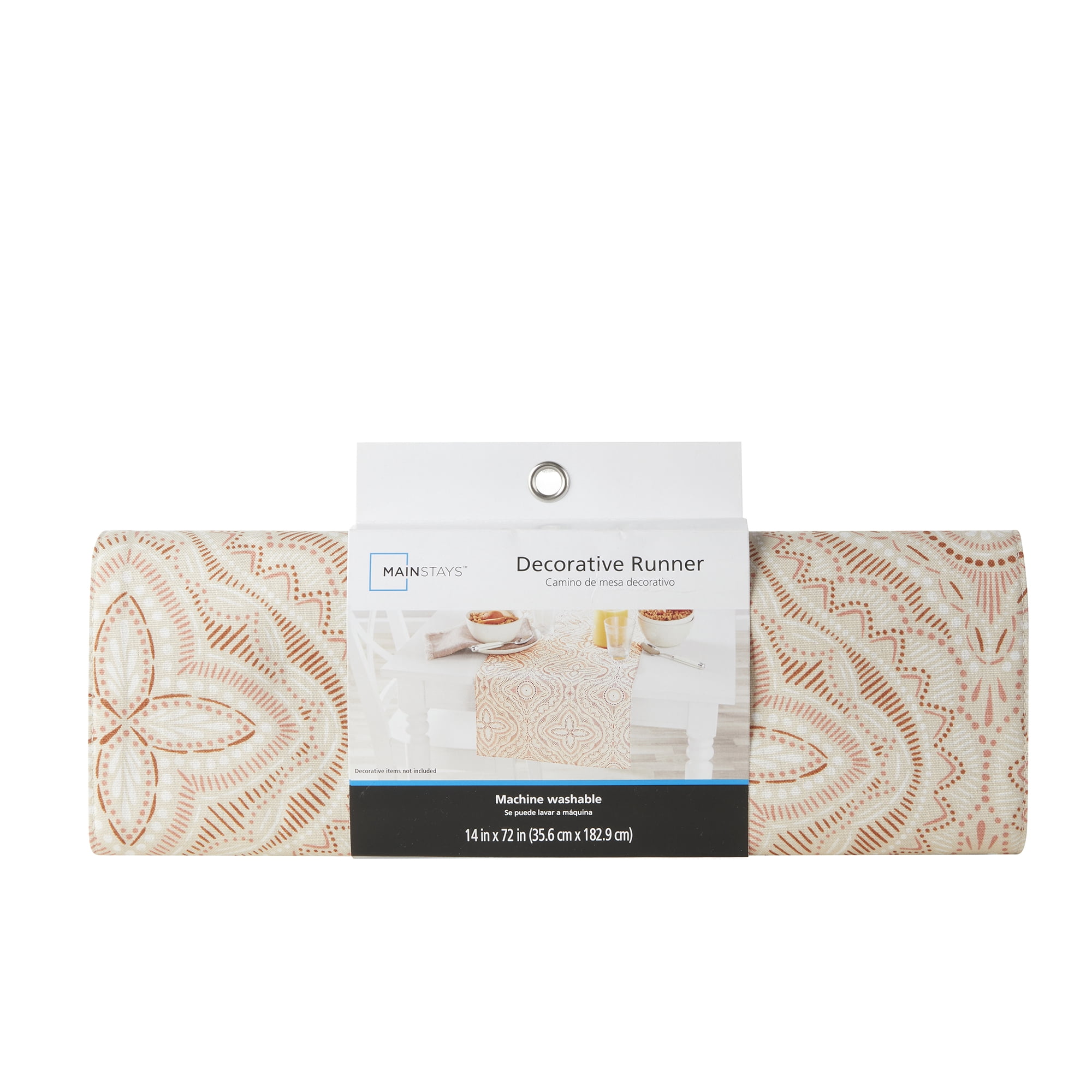 Mainstays Farmhouse Table Runner Summer Boho Brown Fabric, 14" x 72 ...