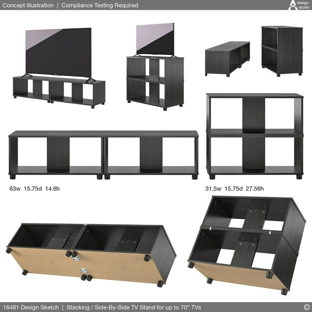 Mainstays MOD Side by Side or Stacking TV Stand, Natural - Walmart.com