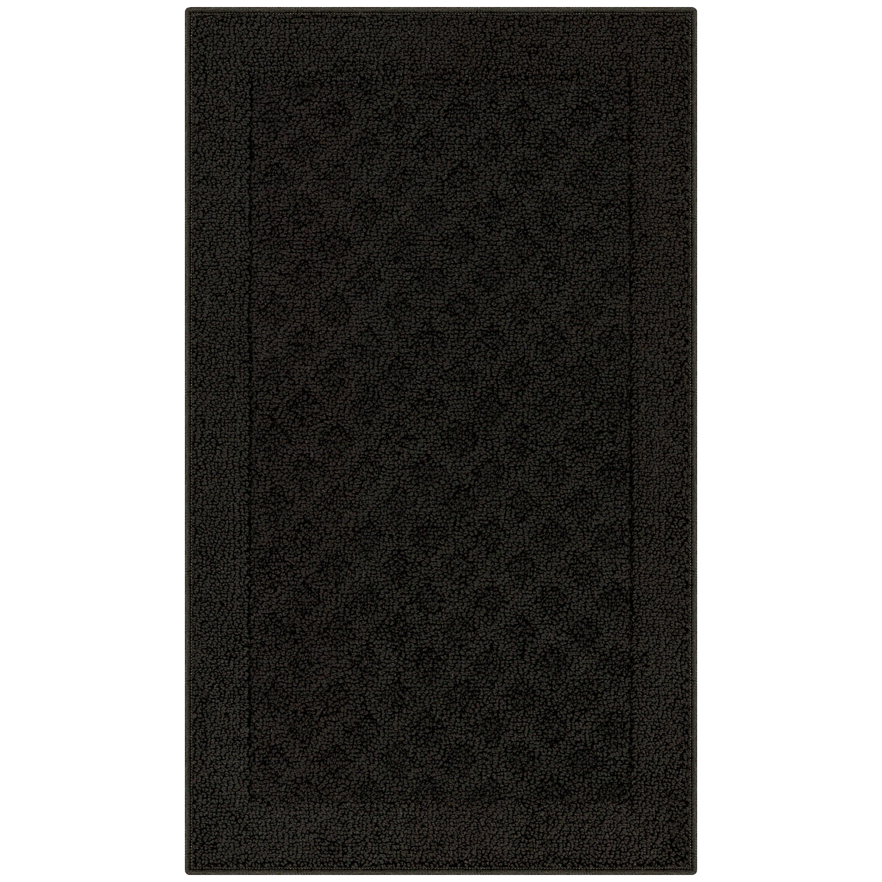 Mainstays Machine Washable Dylan Solid Area Rug, Black, 1'8"x2'10 ...