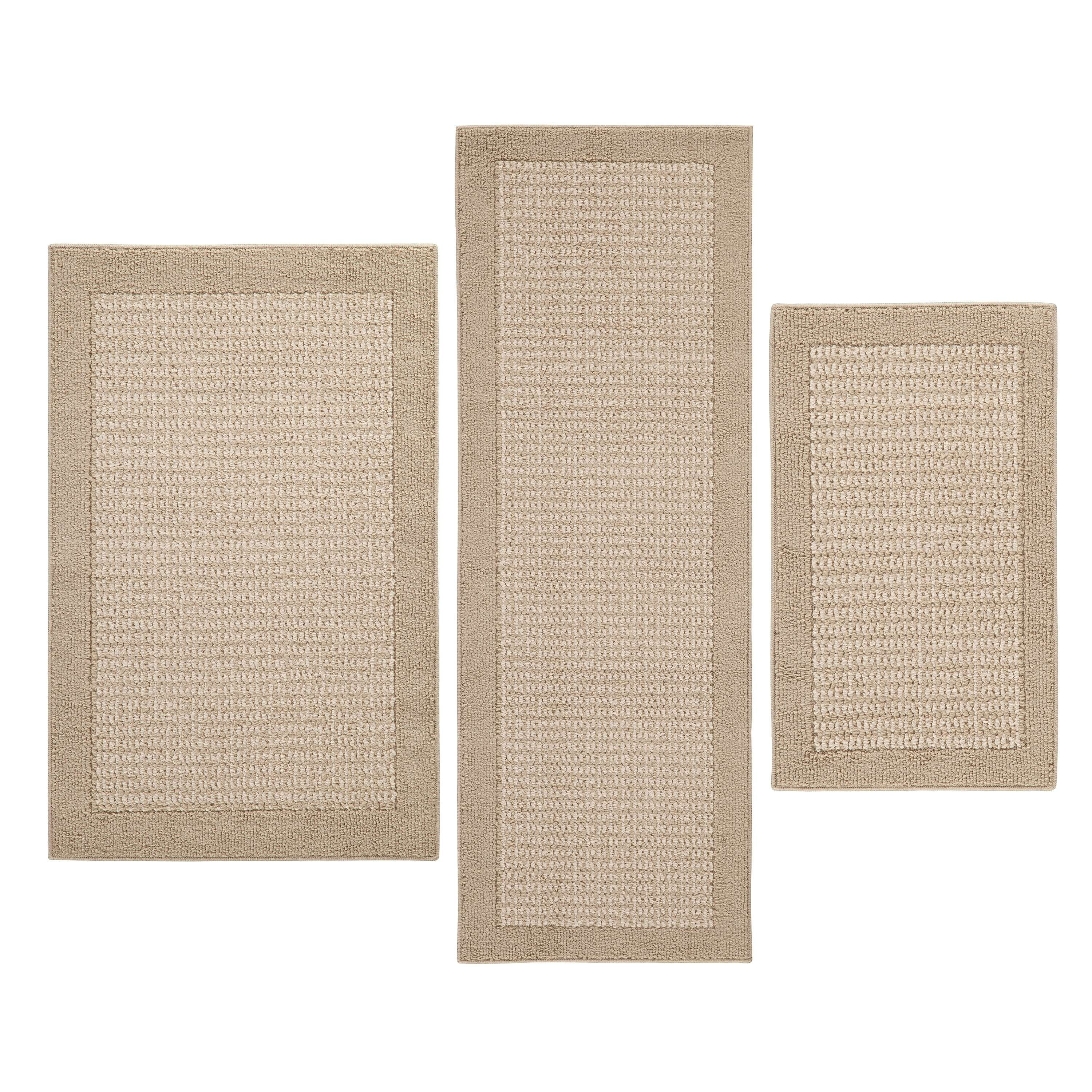 Mainstays Machine Washable Faux Sisal Beige Border Indoor Accent Rug ...