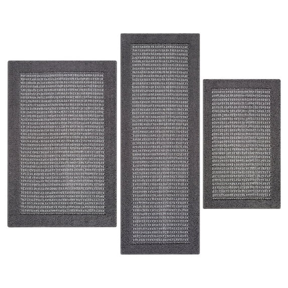 Mainstays Machine Washable Faux Sisal Gray Border Indoor Accent Rug Set ...