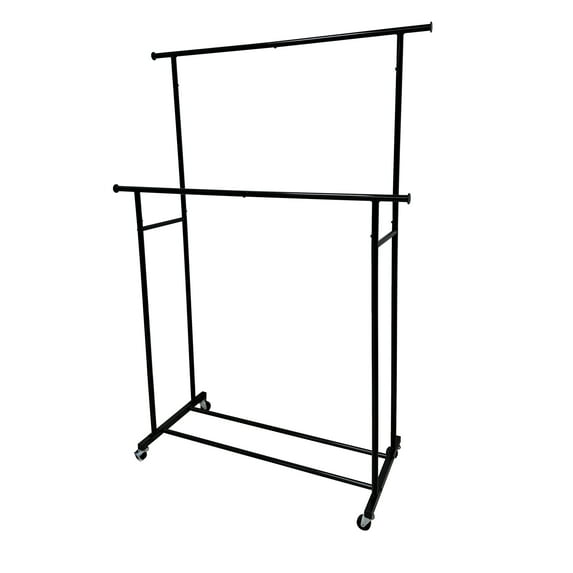 Mainstays Double Garment Rack Rich Black Metal Frame with Dual Level ...