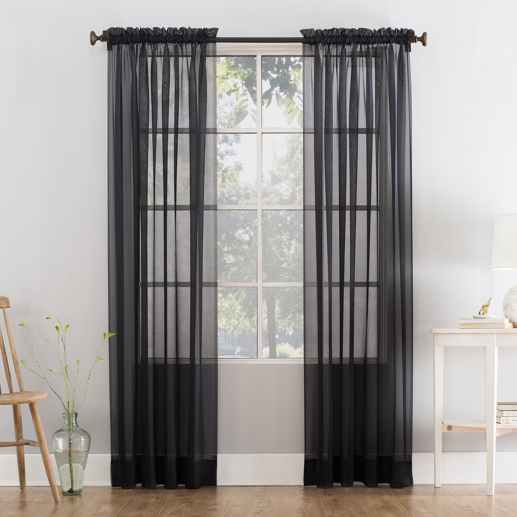 Mainstays Marjorie 1-Piece Sheer Voile Rod Pocket Curtain Panel, 59 ...