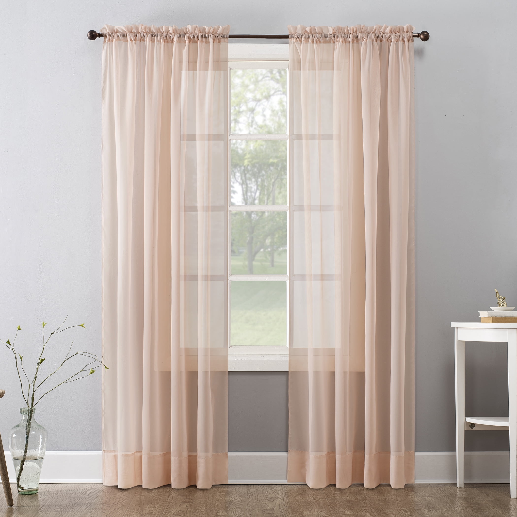 Mainstays Marjorie Sheer Voile Curtain Panel, 1 Panel, Cherry Blossom ...
