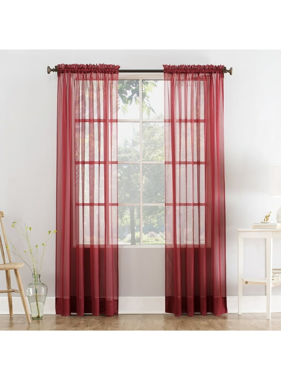 Sheer Curtains | Red - Walmart.com
