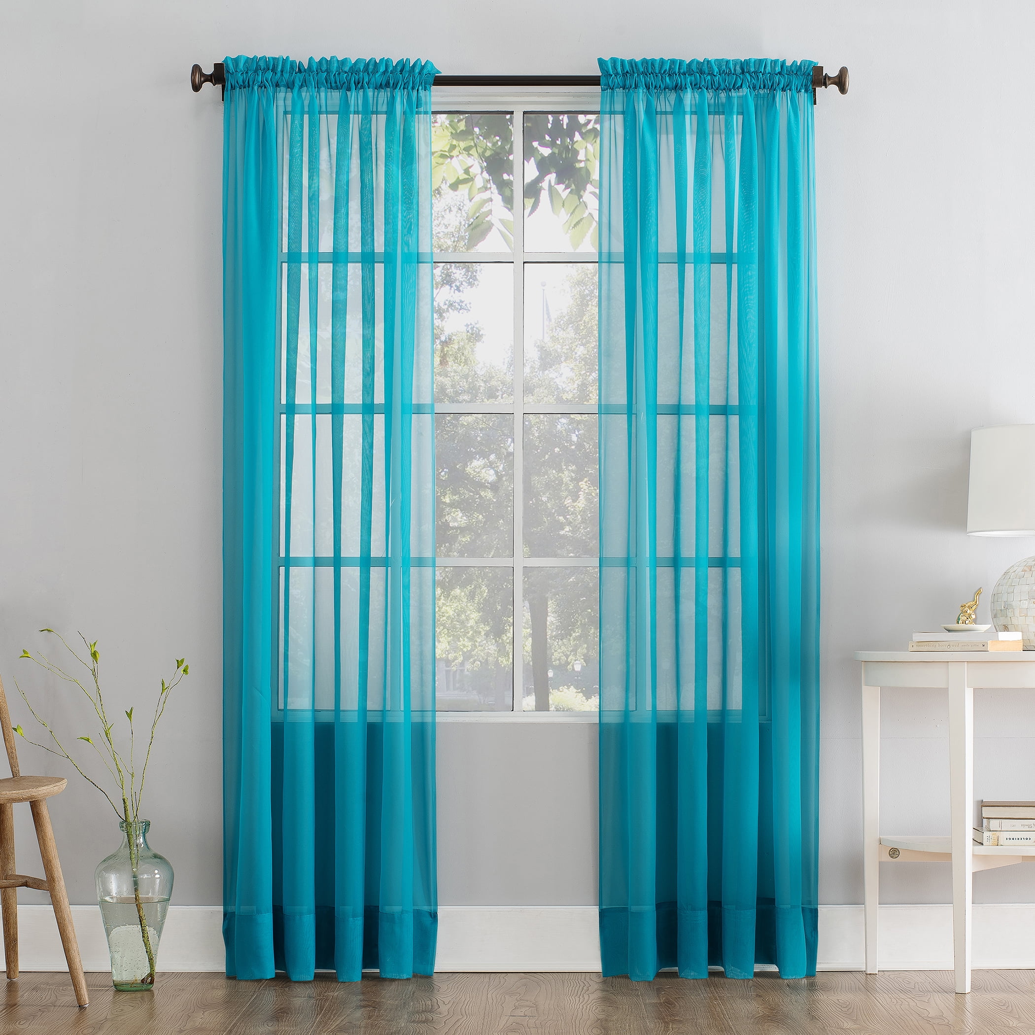 Mainstays Marjorie Sheer Voile Rod Pocket Single Curtain Panel, 1 Panel ...