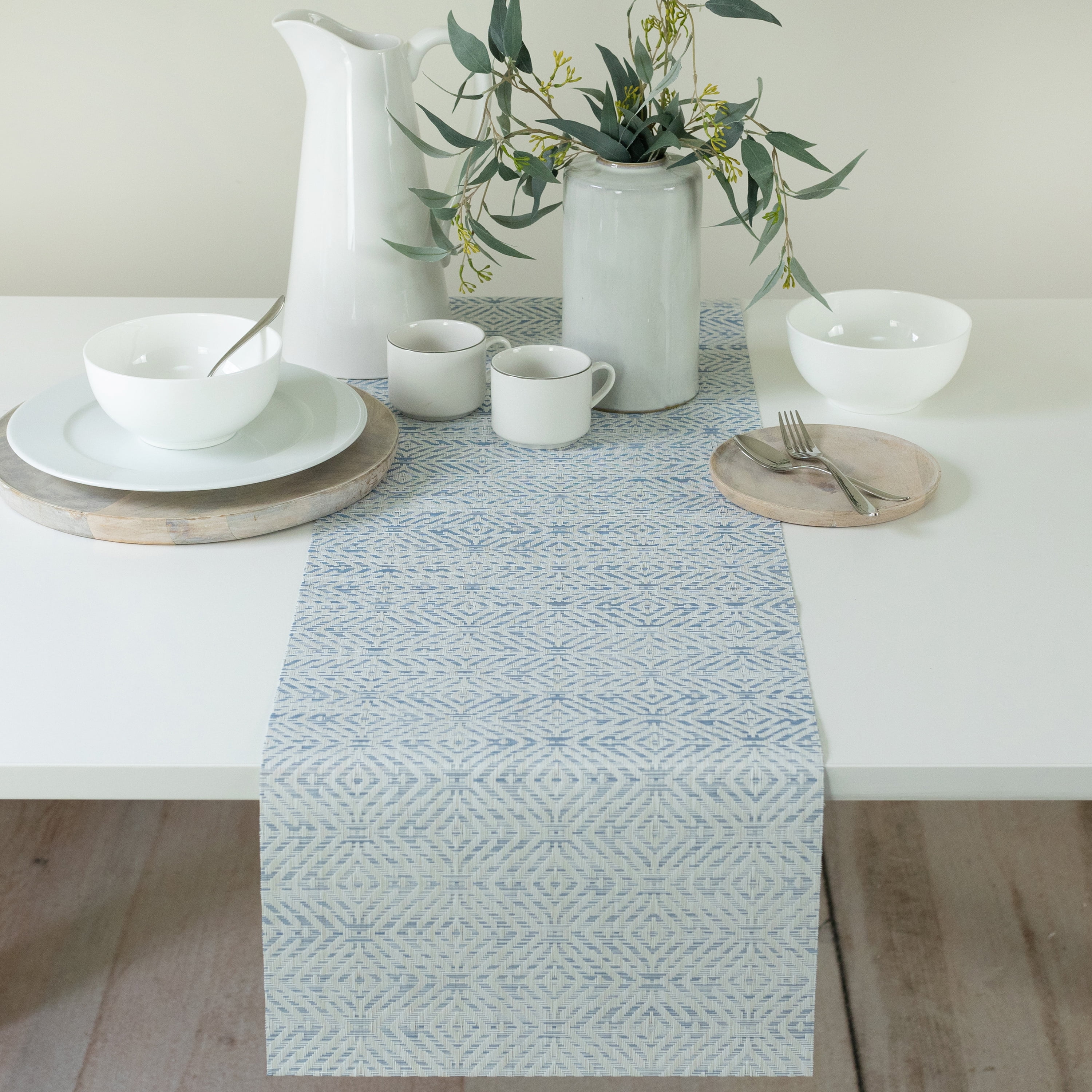 Mainstays Marlin Woven Vinyl Table Runner Blue Linen 14 x 72 - Walmart ...