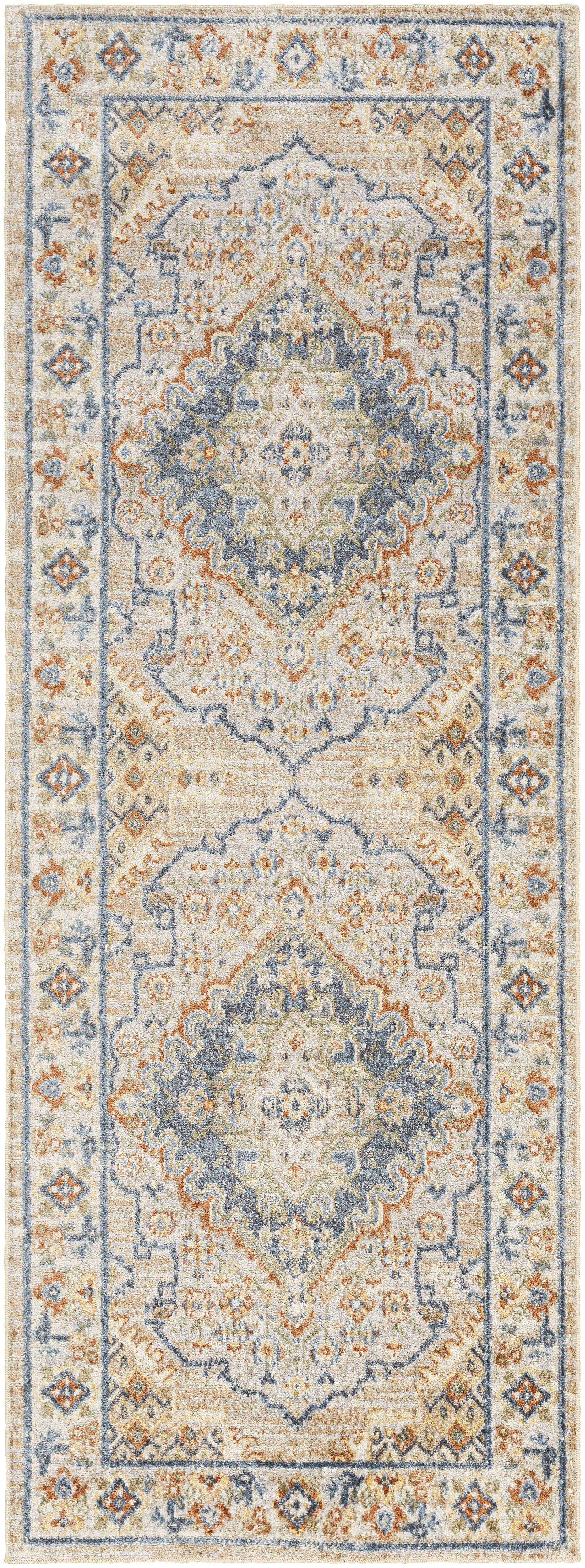 Mainstays Medallion Persian Runner Rug Machine Woven Polyester Low Pile ...
