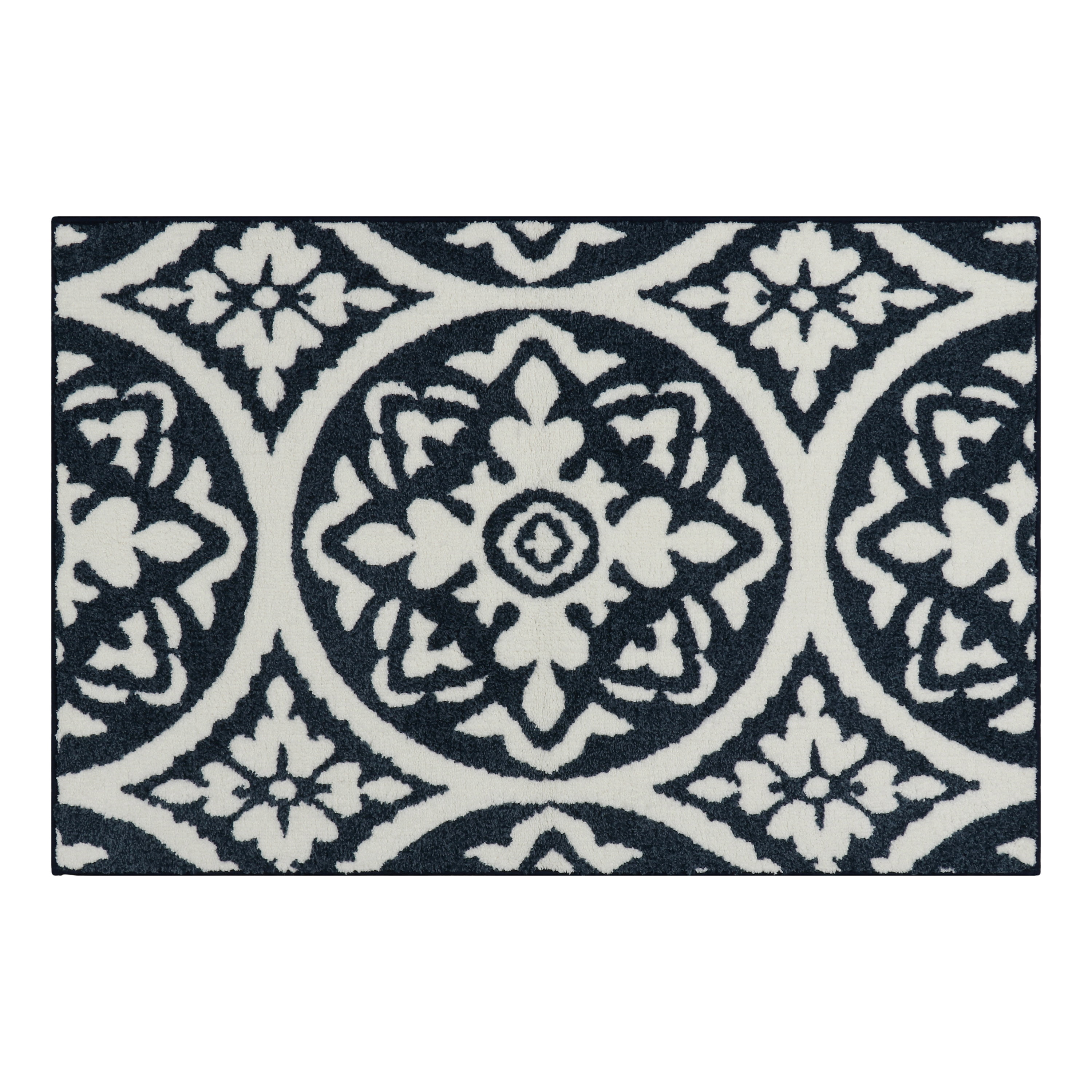 Mainstays Medallion Plush Navy Indoor Accent Rug, 30" x 45" - Walmart.com