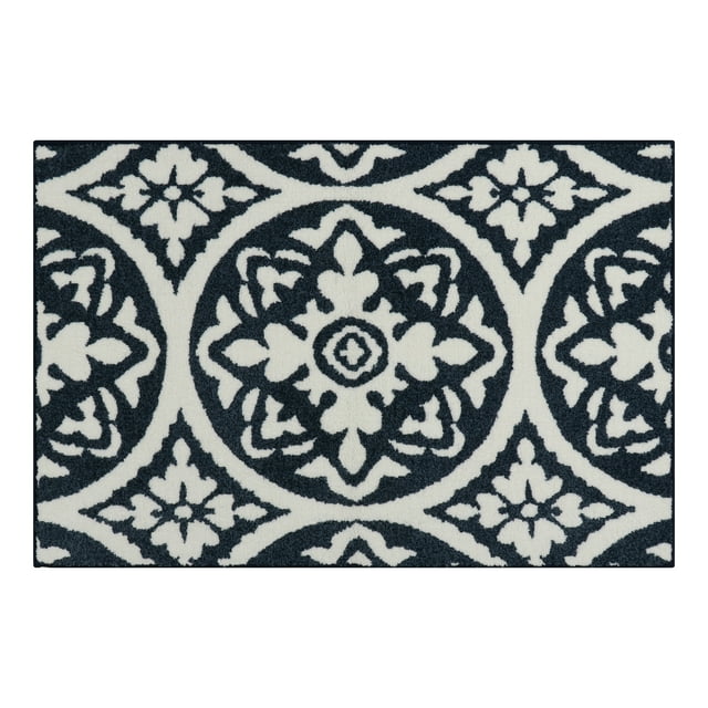 Mainstays Medallion Plush Navy Indoor Accent Rug, 30" x 45" - Walmart.com