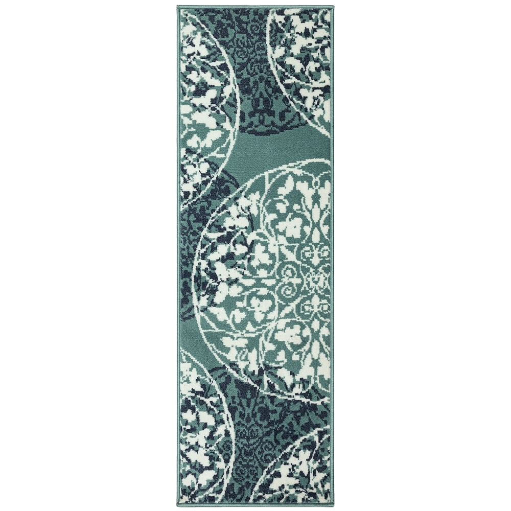 Mainstays Medallion Runner Light Blue 1' 7 x 5' Decorative Indoor Rug ...