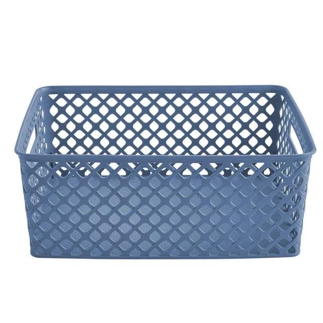 Mainstays Medium Blue Decorative Storage Basket - Walmart.com