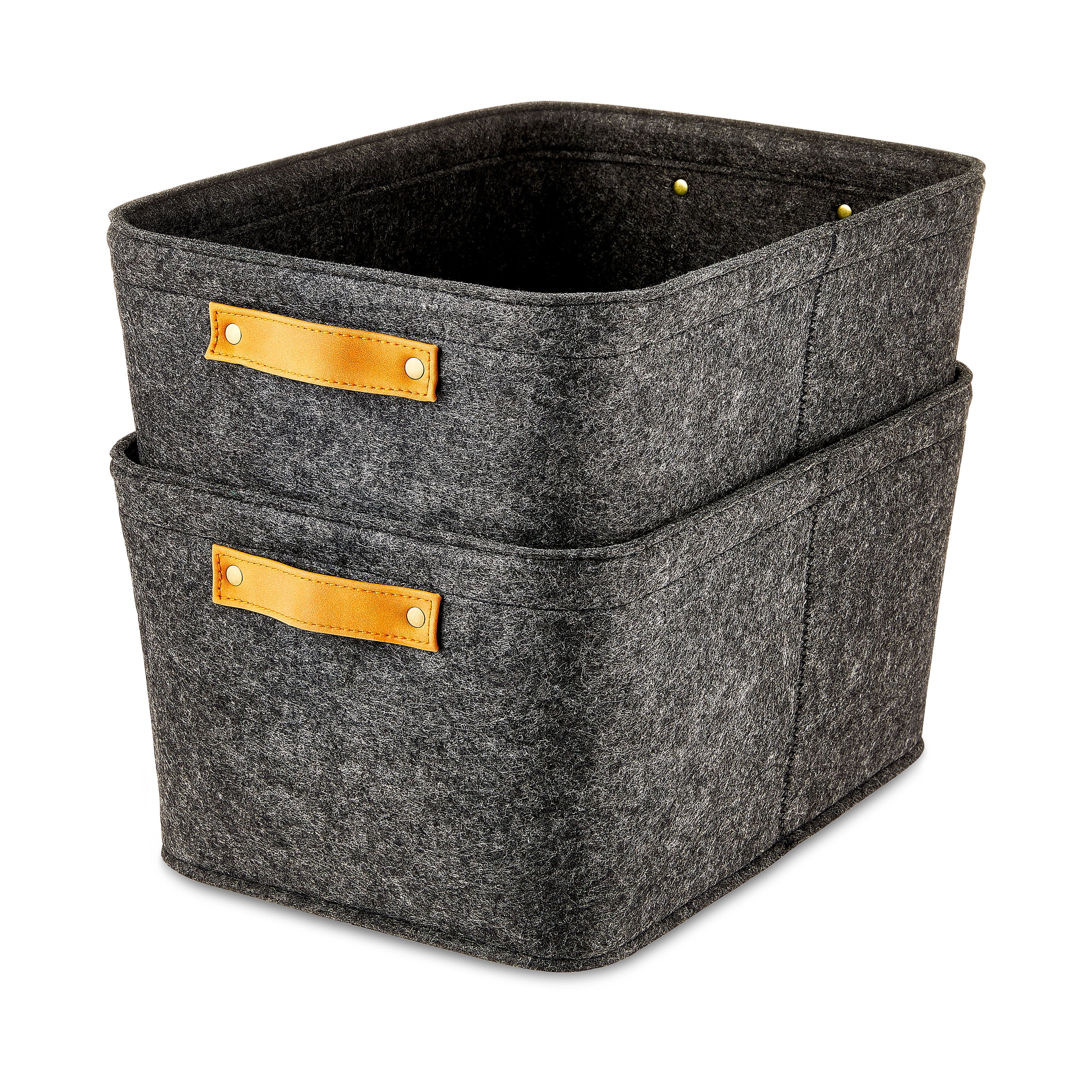 Mainstays Medium Felt Storage Basket - Dark Heather Grey - Walmart.com