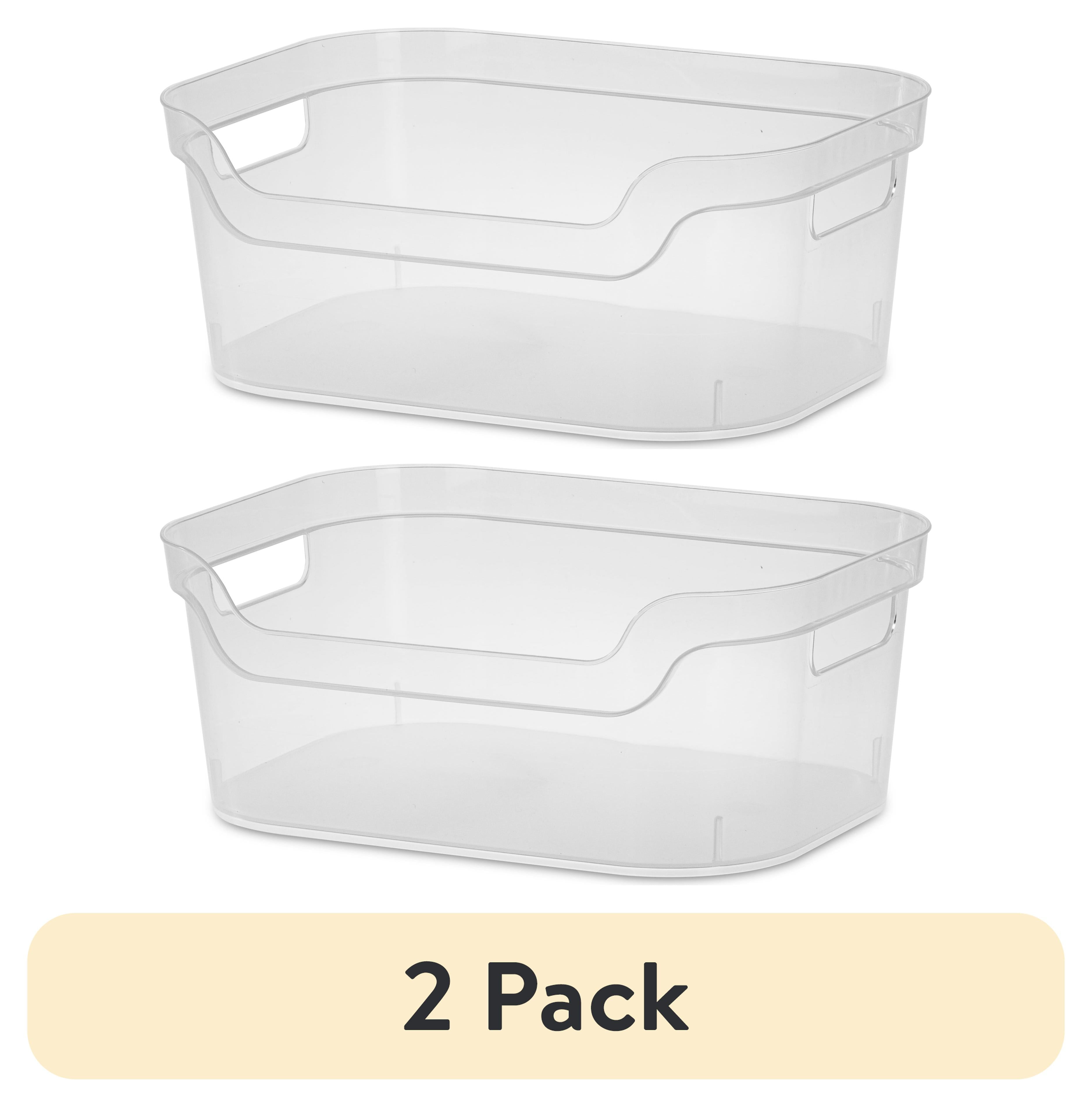 (2 pack) Mainstays Medium Open Bin, Clear Plastic, Easy Access Bin with ...