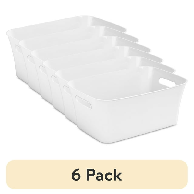 (6 pack) Mainstays Medium Plastic Storage Bin, White - Walmart.com