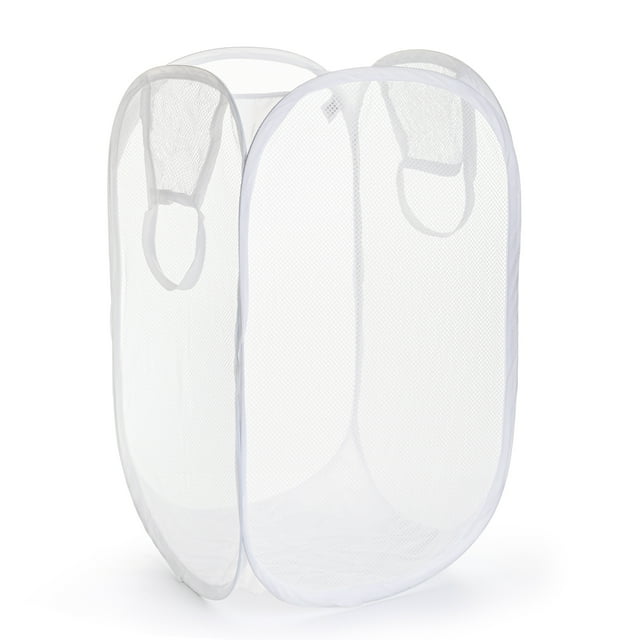 Mainstays Mesh Pop-up Hamper, Collapsible, Holds 2 Loads, White, Adult ...