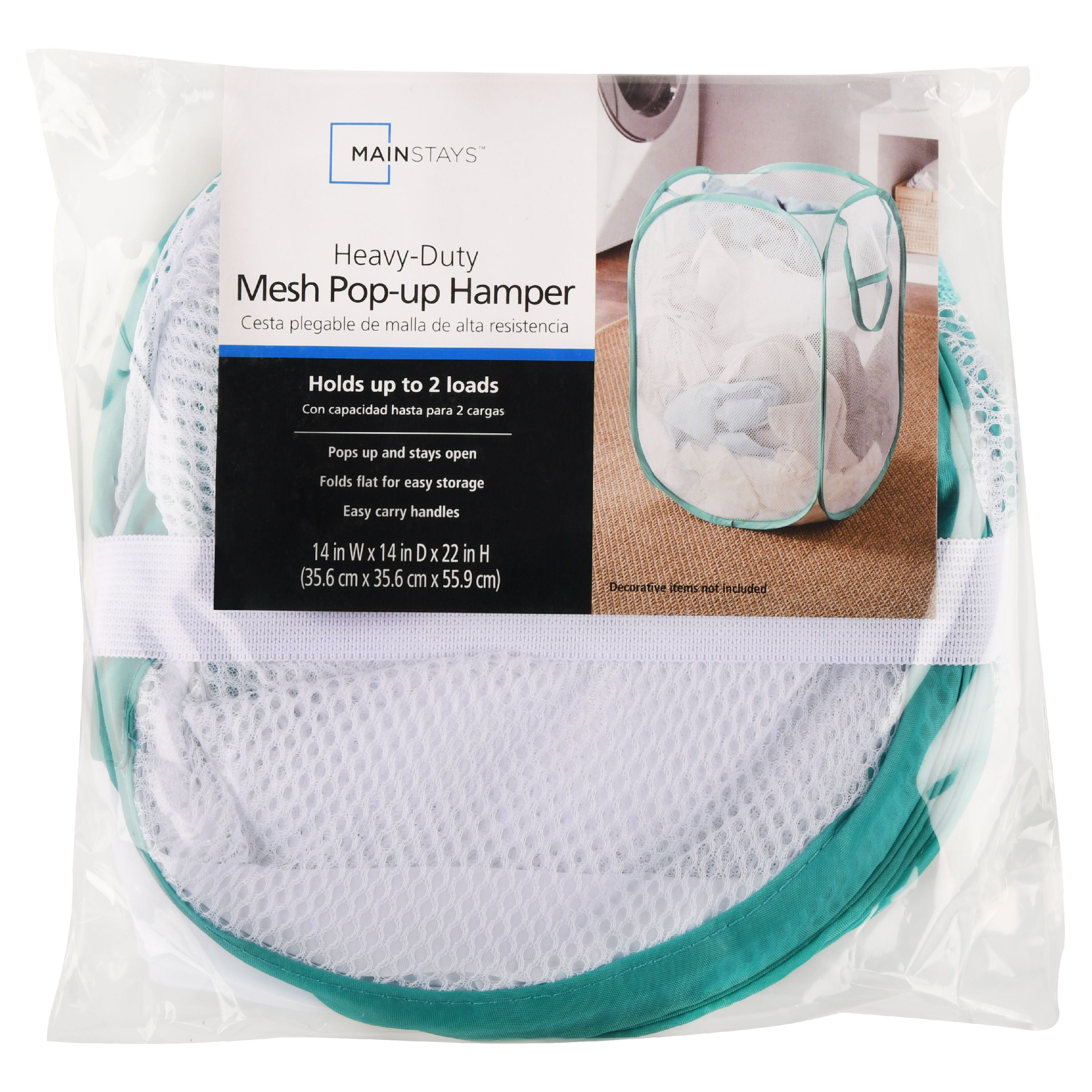 Mainstays Mesh White & Teal Pop-Up Hamper - Walmart.com