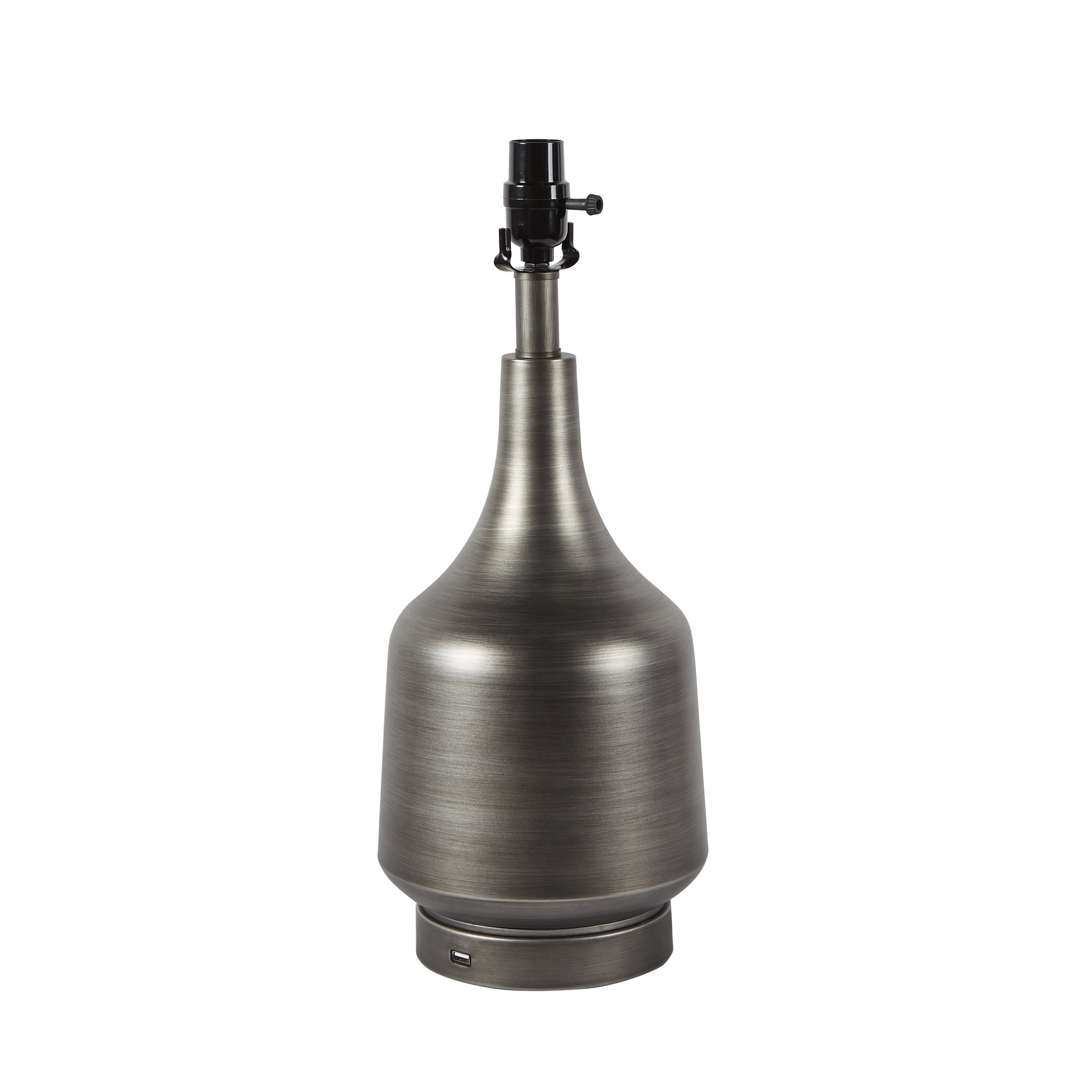 Mainstays Metal Accent Table Lamp Base with USB Port, Black Brushed ...