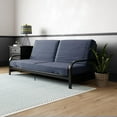 Mainstays Metal Futon - Black Metal Frame - Blue Mattress - Walmart.com