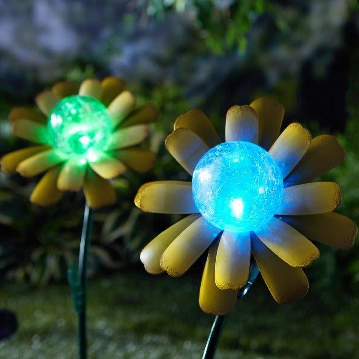 Mainstays Metal Crackle Ball Sunflower Solar LED Decorative Stake Light ...