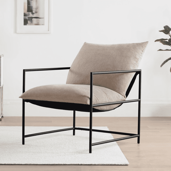 Brandclub - Mainstays Metal Framed Sling Accent Chair, Oatmeal