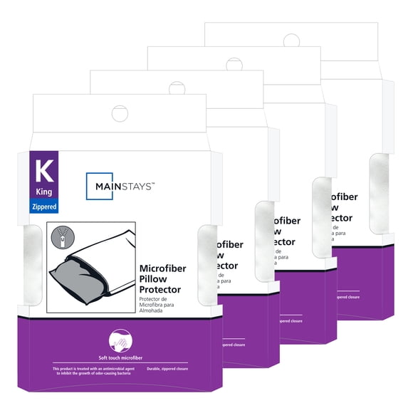 Mainstays Microfiber Pillow Cover Protector, King, White- 4 Pack ...