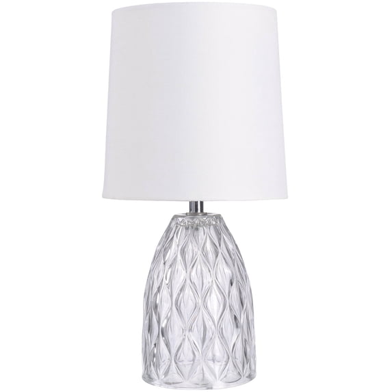 Mainstays Mini Clear Glass Table Lamp with Shade 12.75 in height, Geo ...