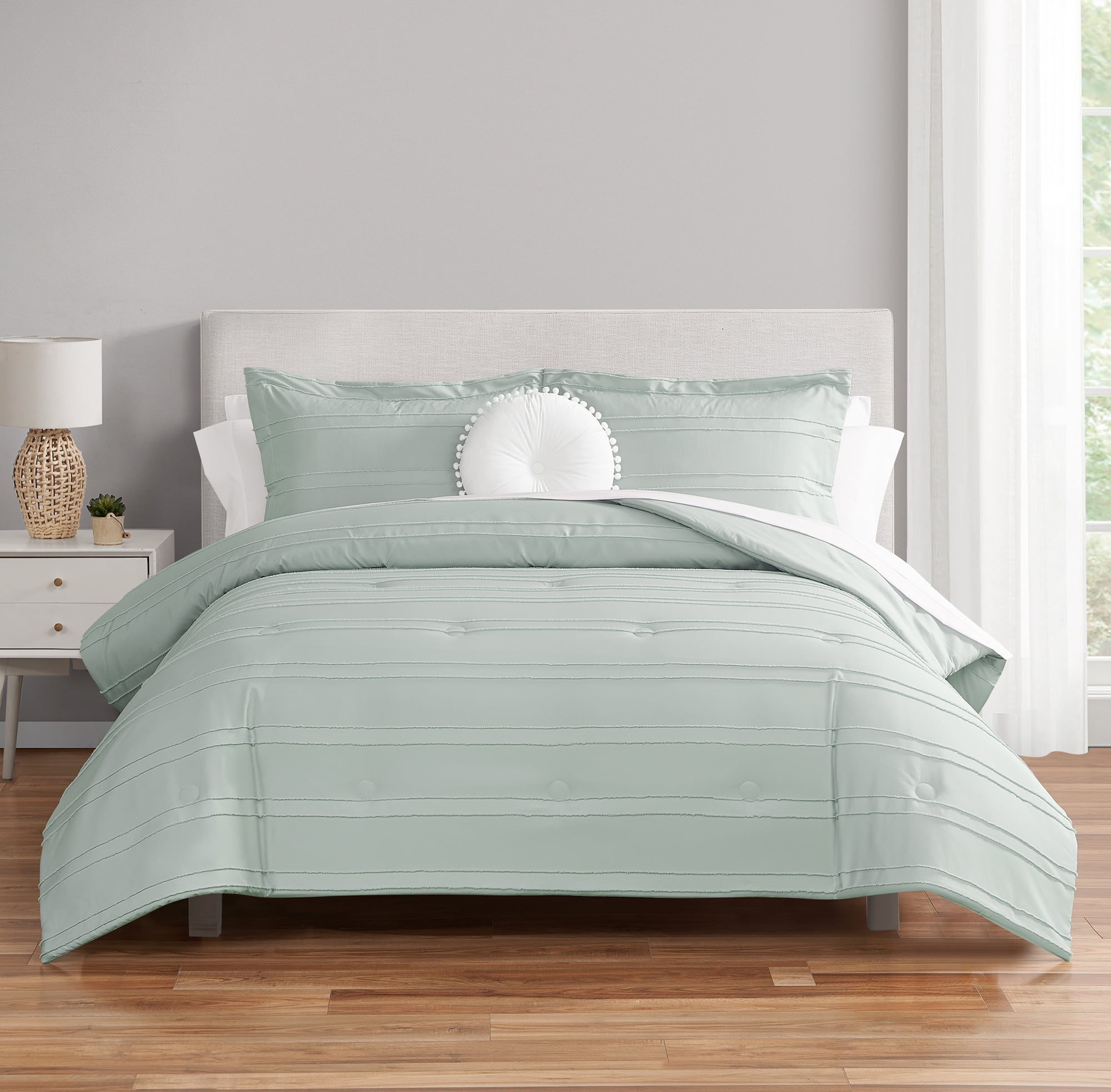 Mainstays Mint 10 Piece Bed in a Bag Comforter Set with Sheets, King ...
