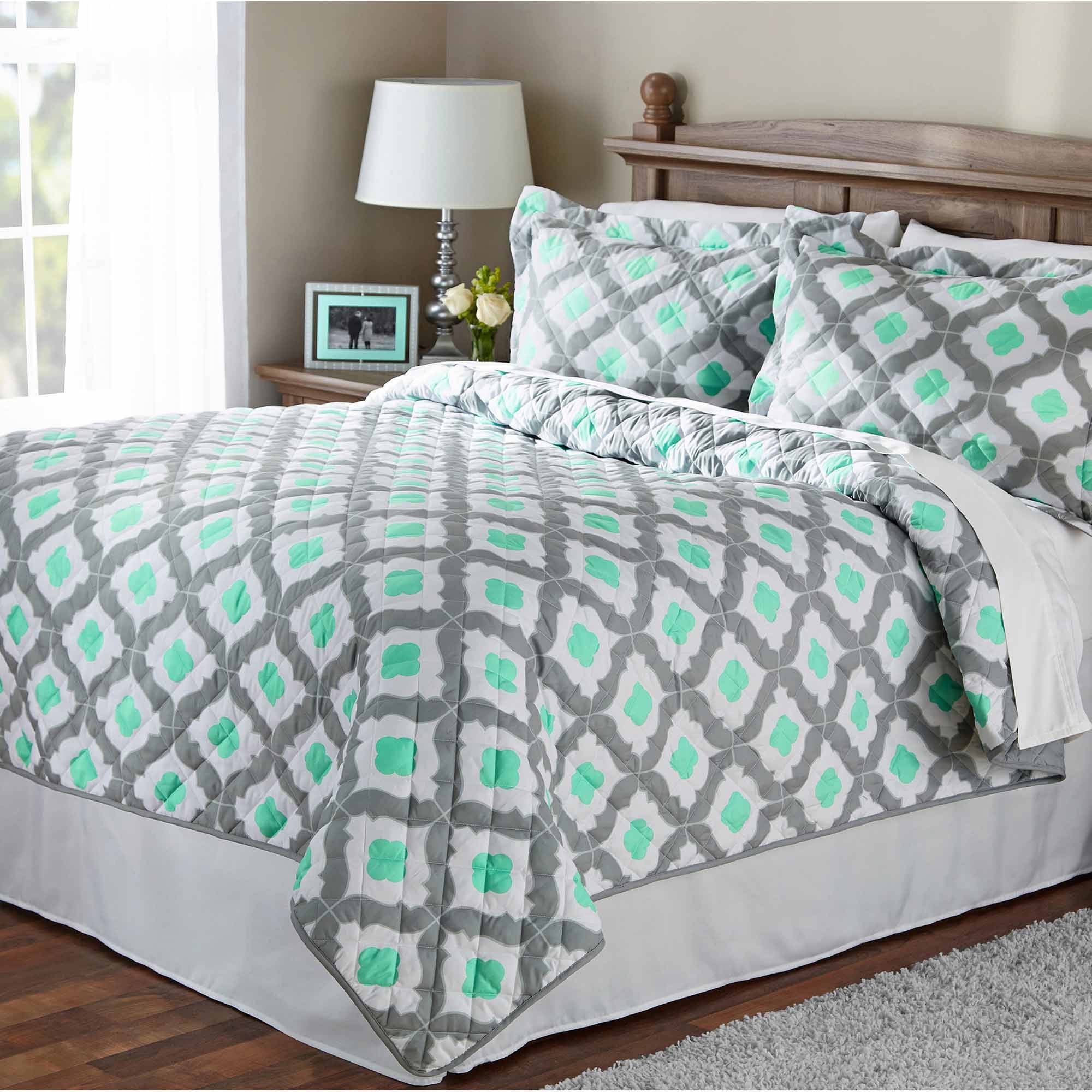 Mainstays Mint Ogee Quilt - Twin/Full/Queen/King Sizes - Walmart.com