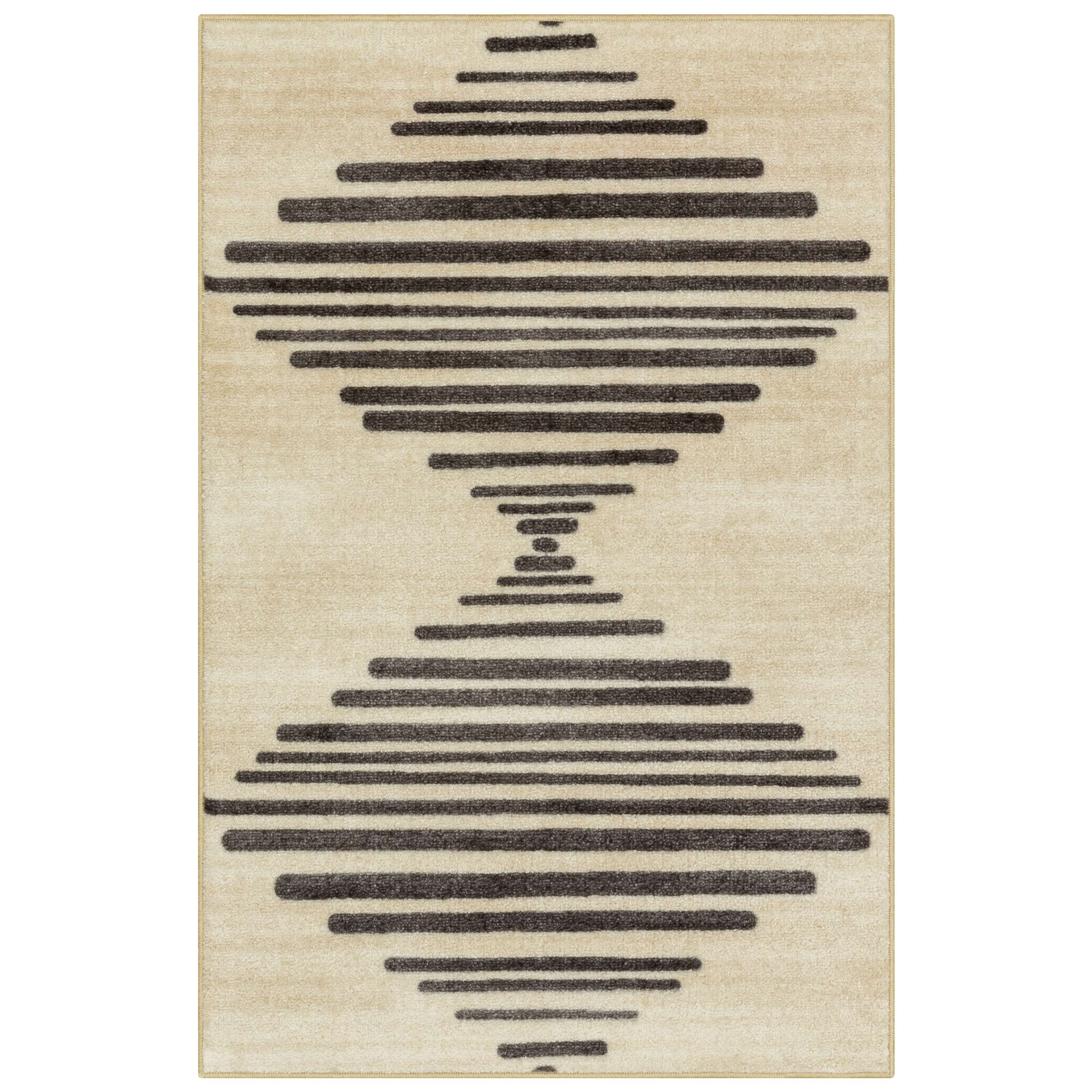 Mainstays Modern Diamond Soundwave Ivory Gray Indoor Accent Rug, 2'6" x ...