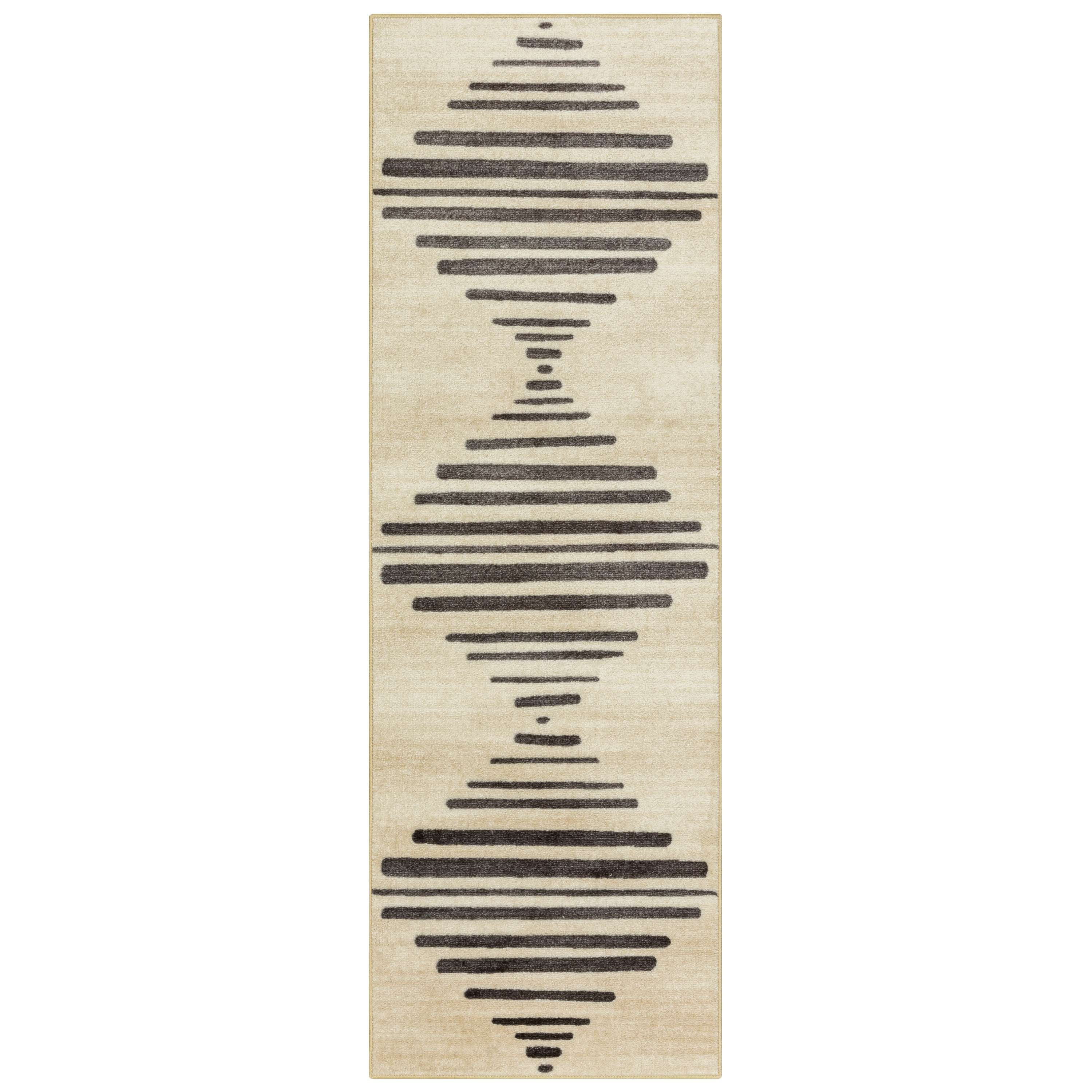 Mainstays Modern Diamond Soundwave Ivory Gray Indoor Runner Rug, 2' x 6 ...