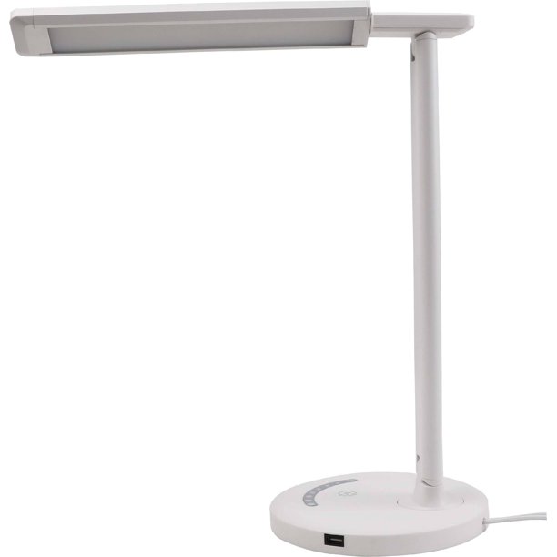 Mainstays Modern Dimmable Plastic LED Desk Lamp with USB Charging Port ...