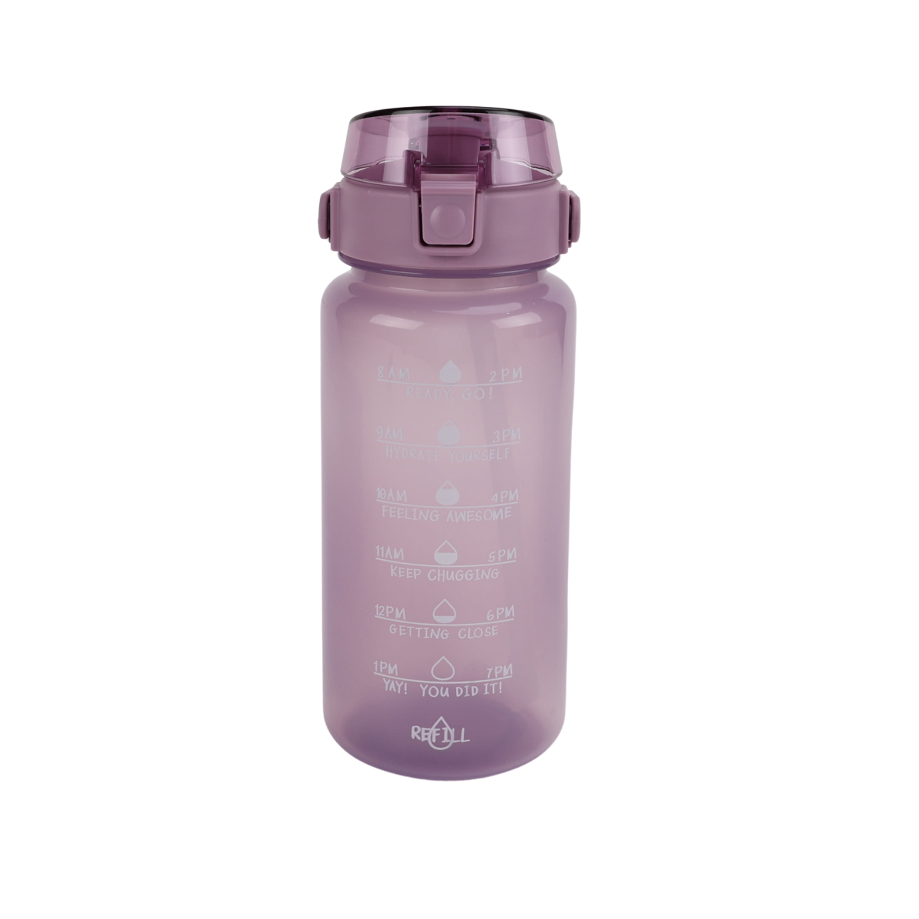 Mainstays 48 Ounce Plastic Water Bottle with Milestone Markings, Purple ... Mainstays 48 Ounce Plastic Water Bottle with Milestone Markings, Purple ...