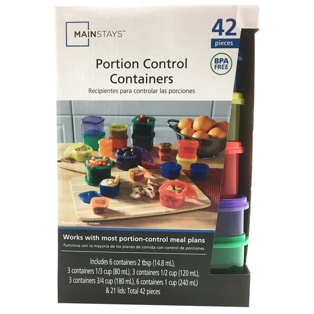 Mainstays Multi Colored Plastic Portion Control Containers,42 Piece Set ...