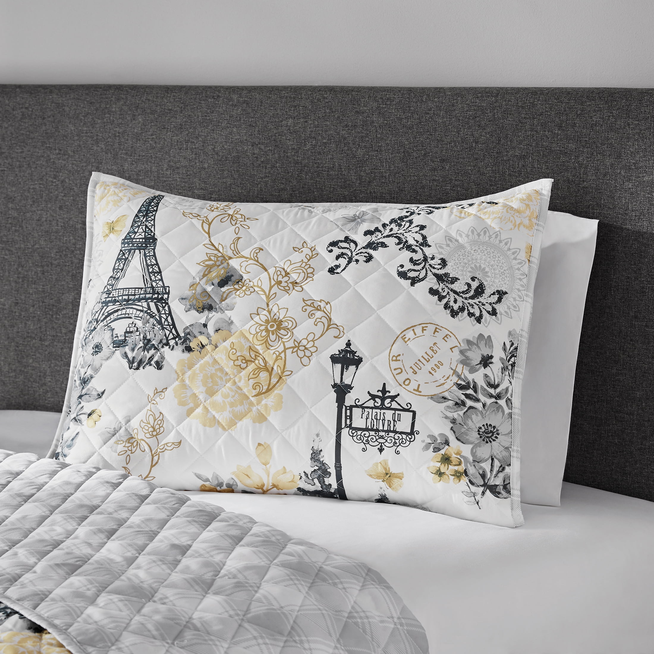 Mainstays King Paris Reversible Microfiber Sham with French Flair ...