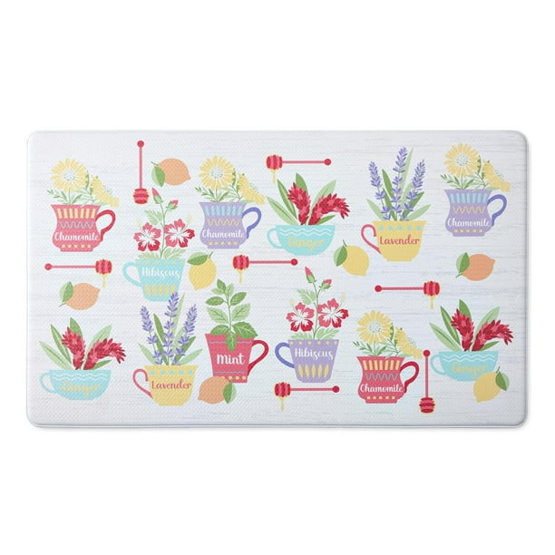 Mainstays Multicolor Kitchen Mat, Herbal Tea, 18"W x 30"L, 1 Piece ...