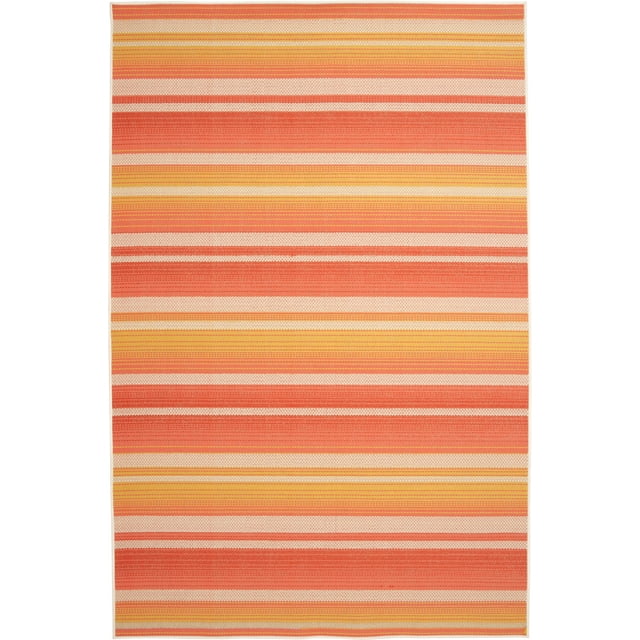 Mainstays Multicolor Sunset Stripe Polypropylene Outdoor Area Rug, 6'6 ...