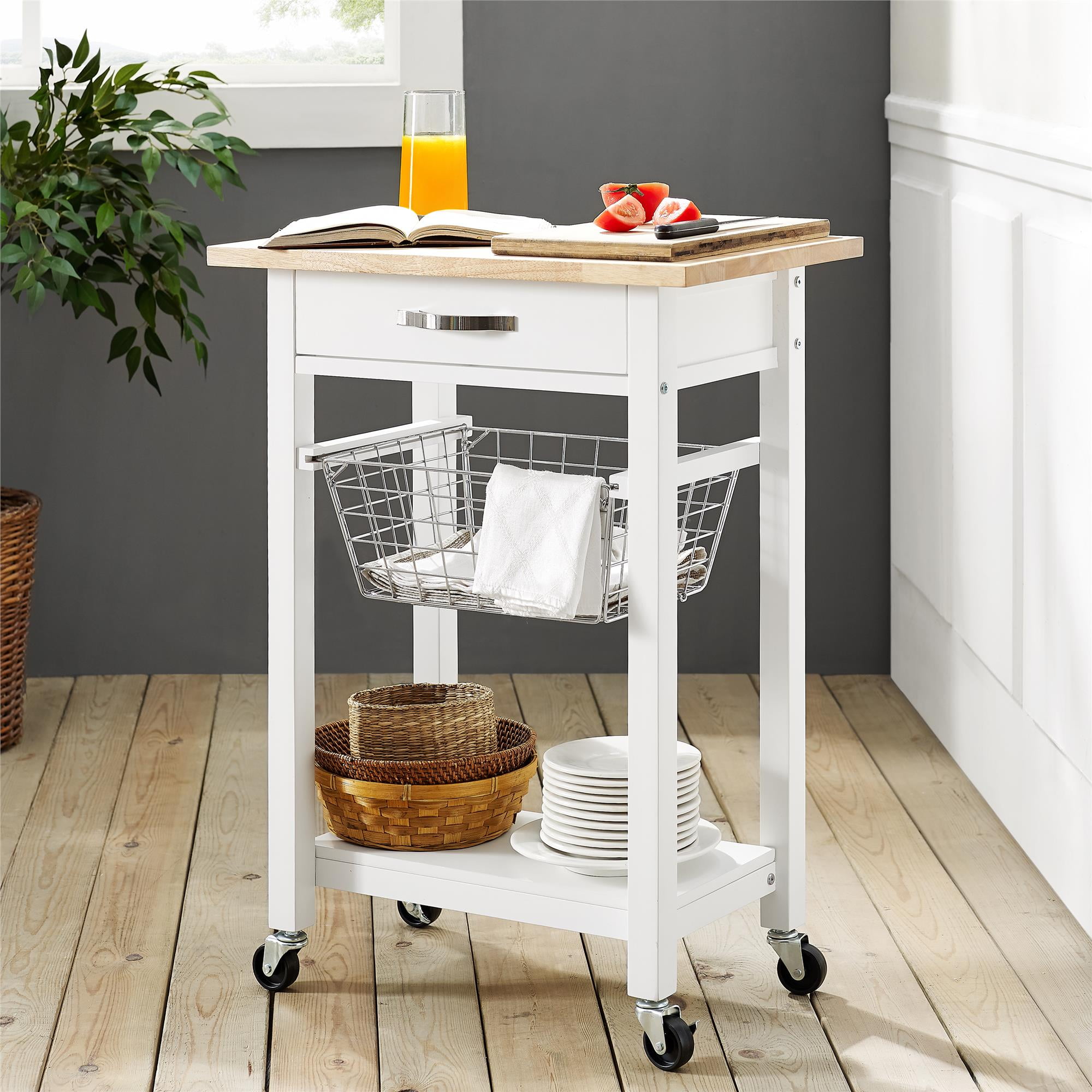 Mainstays Multifunction Cart, White - Walmart Business Supplies