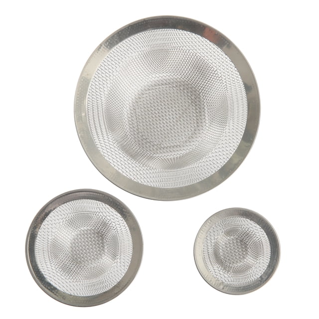 Mainstays Multiple Size 3 Pack Stainless Steel Mesh Drain Strainers ...