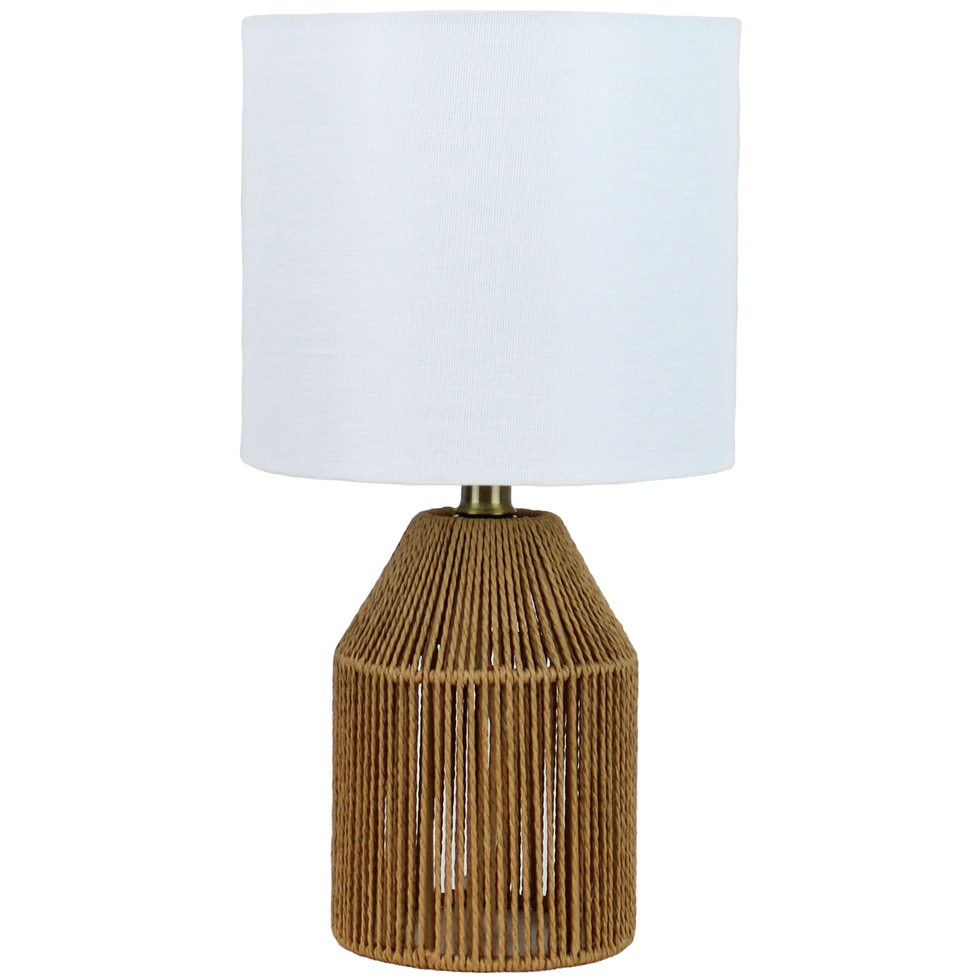 Mainstays Natural Rope Table Lamp 16 inches tall with White Linen Shade ...