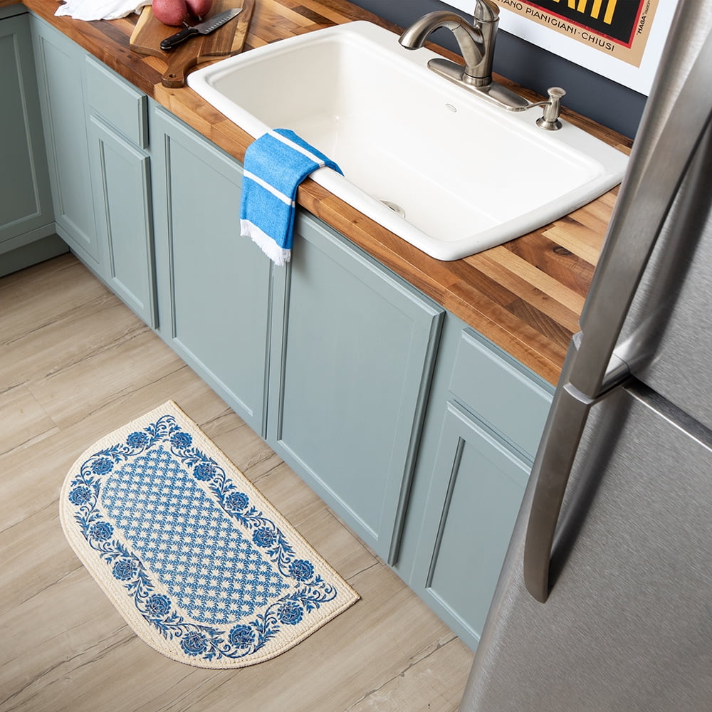 Mainstays Blue Lattice Kitchen Slice Rug - 18x30 - Walmart.com